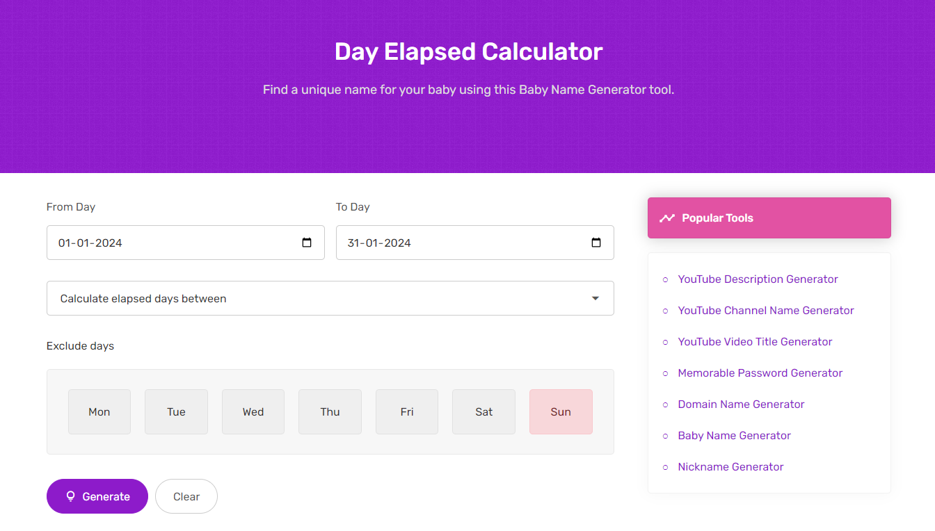 Date Duration Calculator - Calculate Days Elapsed