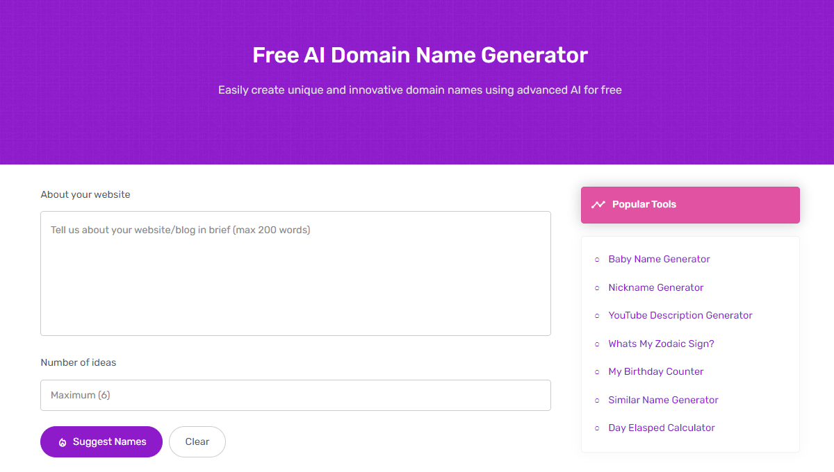 Free AI Domain Name Generator