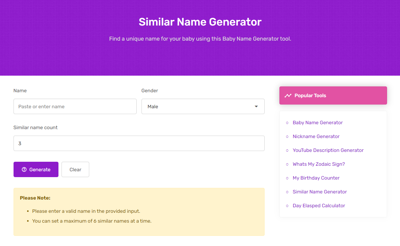 Similar Name Generator - Find Similar Names to Yours
